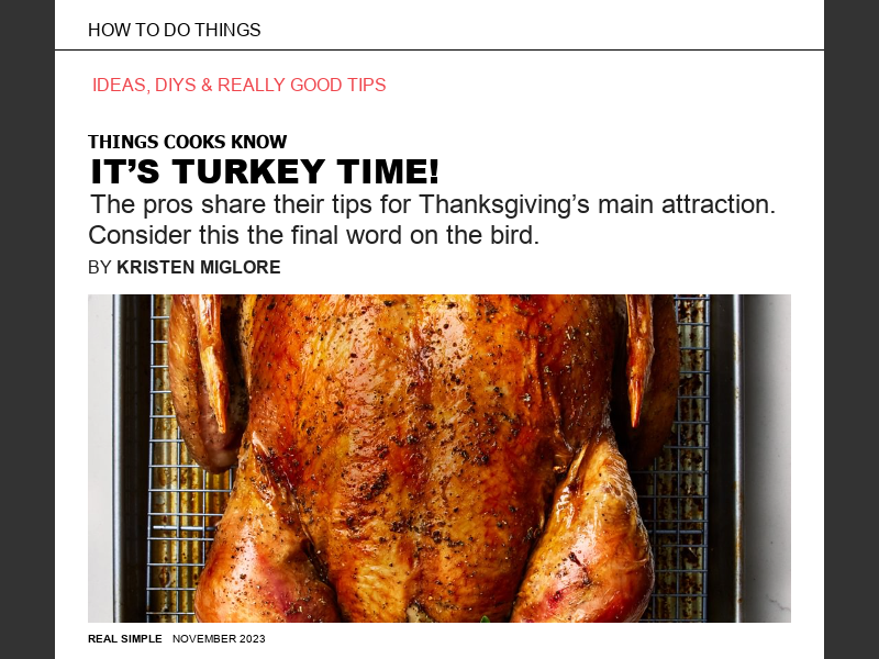 Real Simple November 2023How to Do Things - Turkey Time