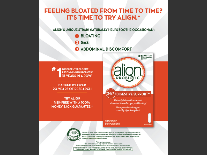 Better Homes & Gardens - Jan/Feb 2024Align Probiotic Ad
