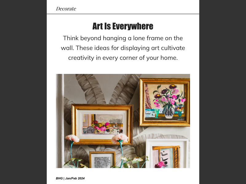 Better Homes & Gardens - Jan/Feb 2024Decorate - Art Is Everywhere