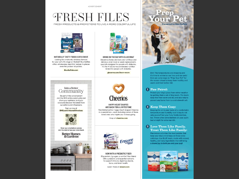 Better Homes & Gardens - Jan/Feb 2024Fresh Files & Blue Buffalo Ad