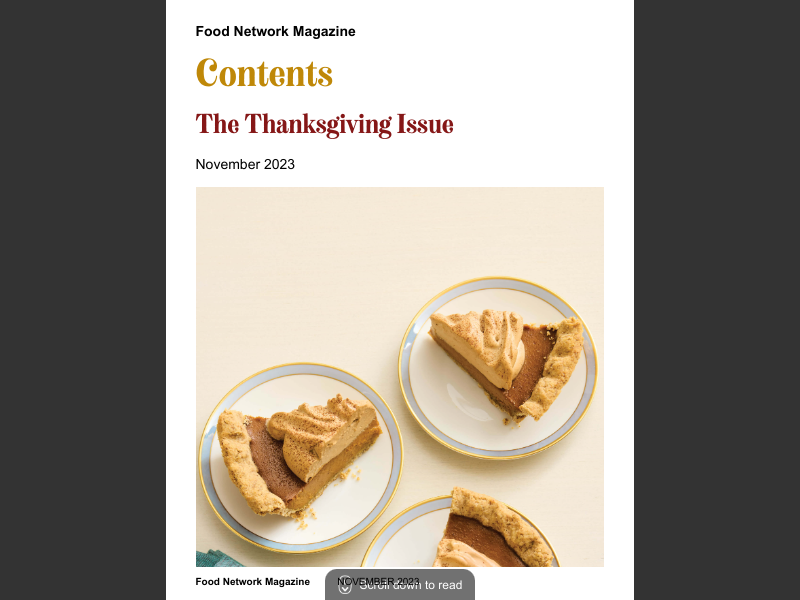 Food Network Magazine - November 2023Contents