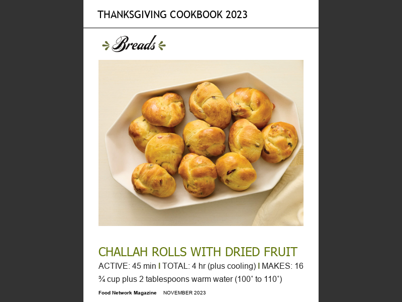 Food Network Magazine - November 2023Thanksgiving Cookbook 2023 - Breads
