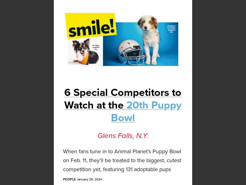 People - January 29, 2024Puppy Bowl