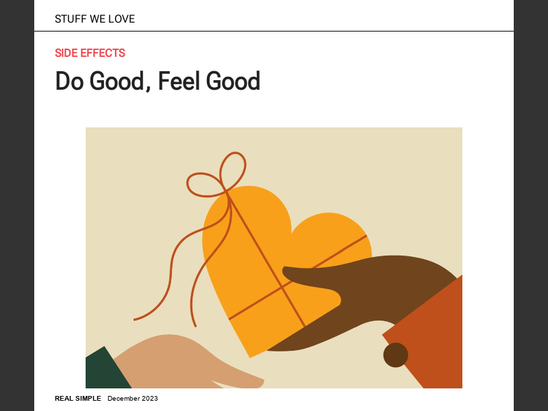 Real Simple December 2023Stuff We Love - Side Effects